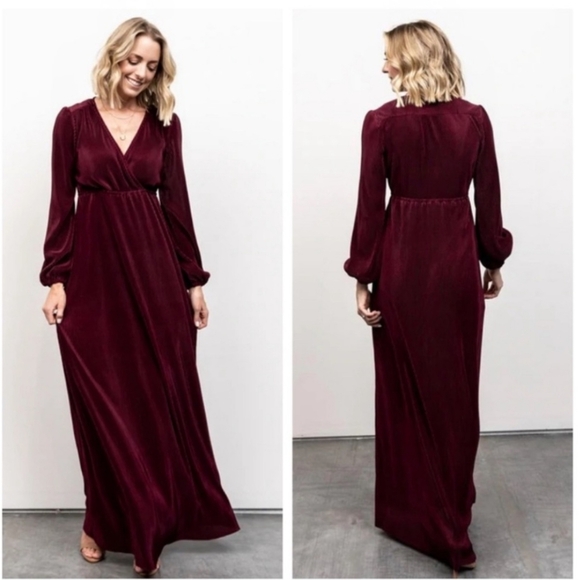 Baltic Born | Dresses | Baltic Born Maroon Red Venus Pleated Long ...